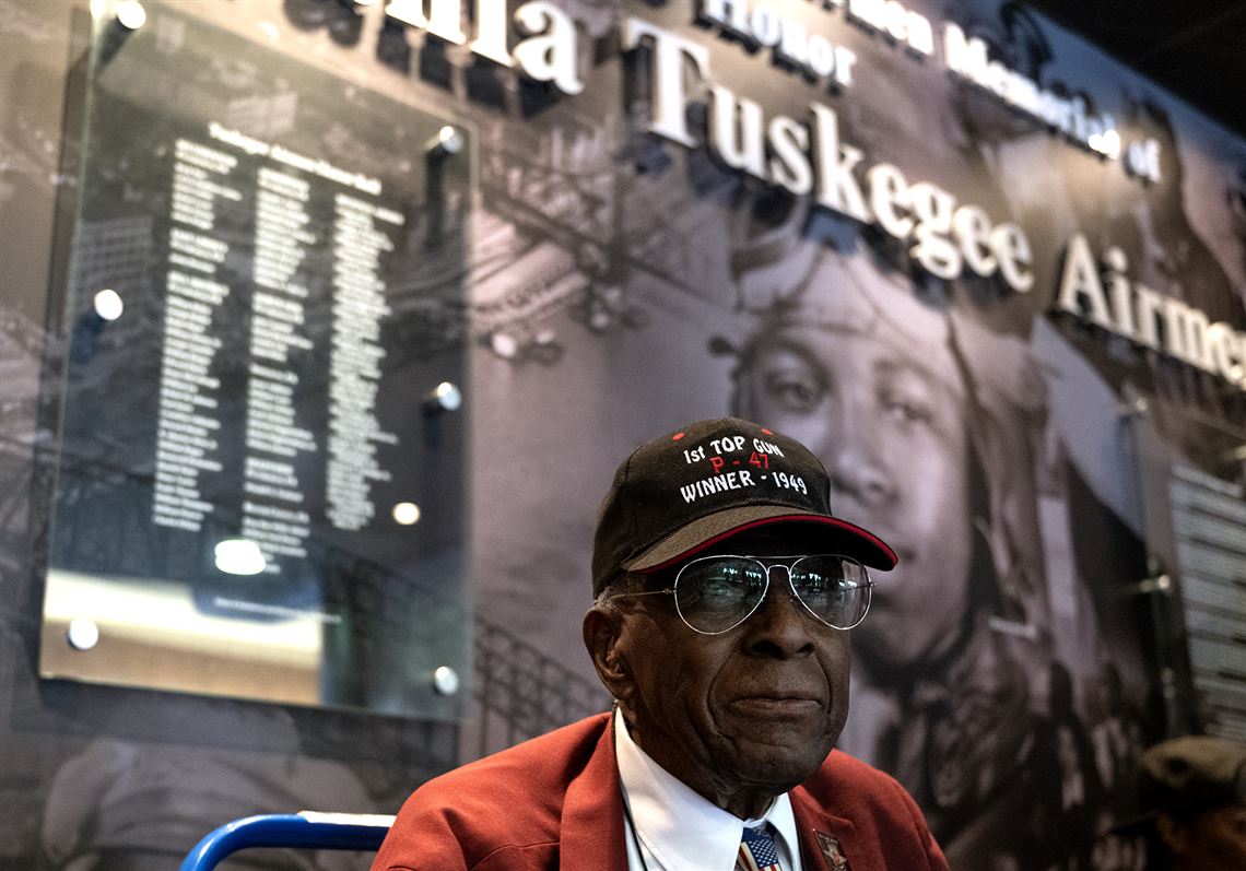Former Tuskegee Airman Lt. Col. James Harvey visits Pittsburgh International Airport exhibit ...