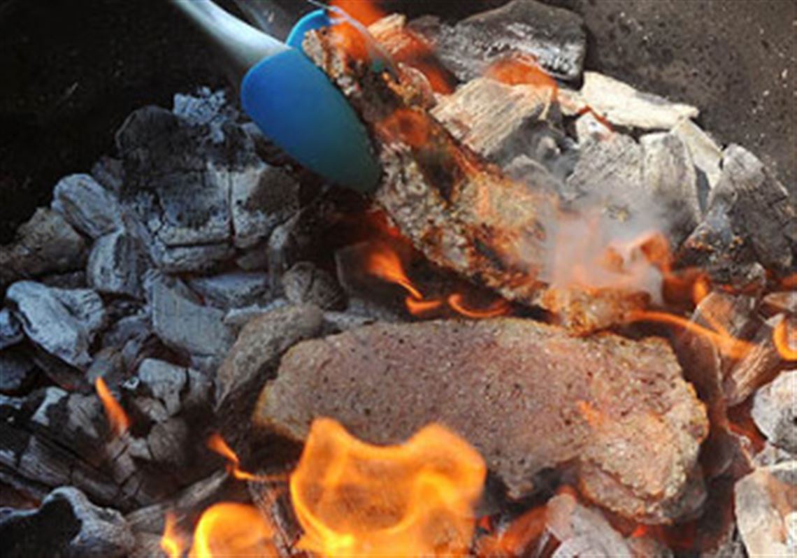 To cook meat directly on the coals is to 'clinch' ... and it's a cinch ...