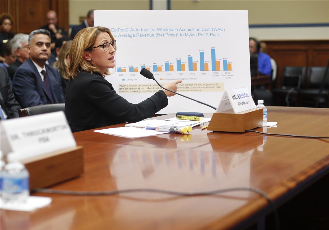 Mylan CEO gets grilling over EpiPen price increases | Pittsburgh Post ...